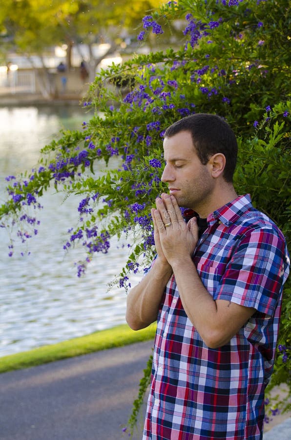 Man Praying Alone on a Fall Day. Stock Image - Image of park, ideas ...