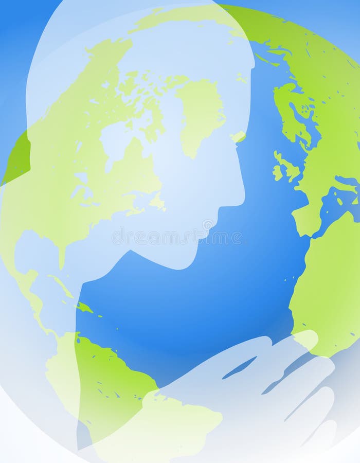 Man Praying for the Earth stock illustration. Illustration of green ...