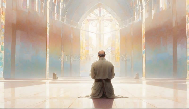 A Man Praying in Front of the Cross Stock Image - Image of black ...