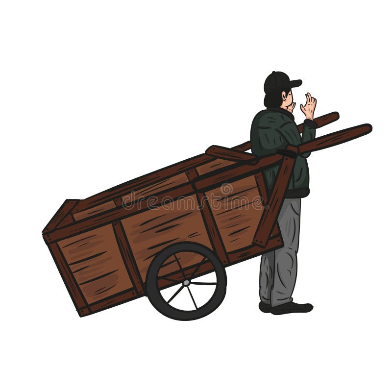 Cart Man Pulling Stock Illustrations – 269 Cart Man Pulling Stock ...