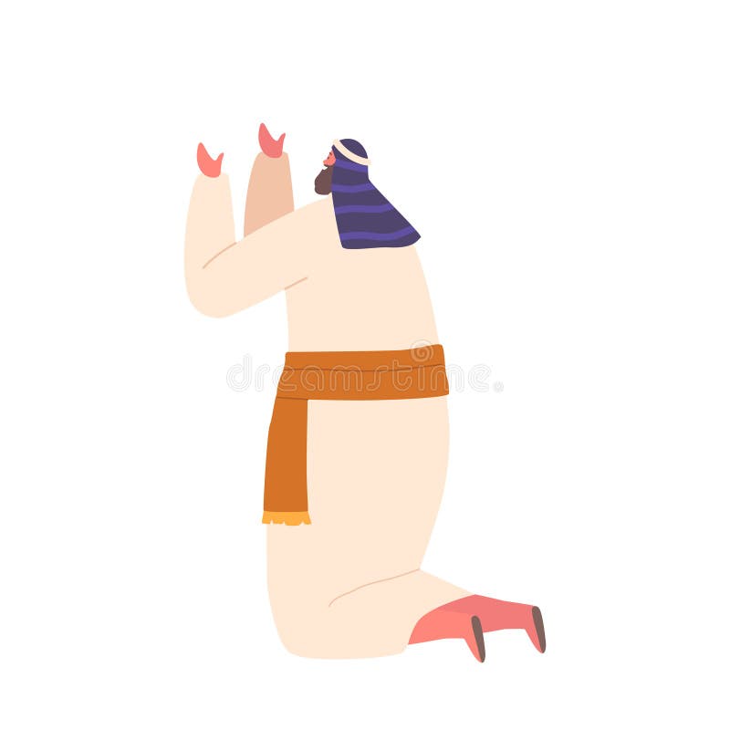 Man Praying To God Standing on Knees. Person Communicates with Creator ...