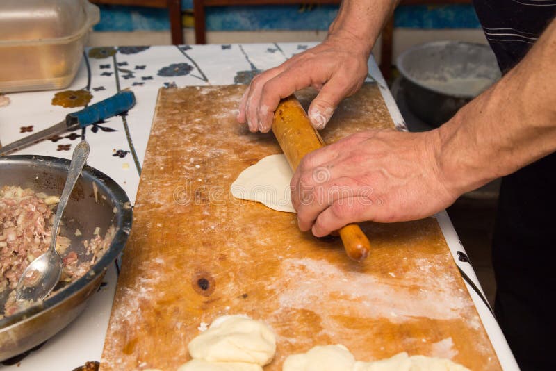 Man Prepares Dumplings at Home Stock Photo - Image of process, chef ...
