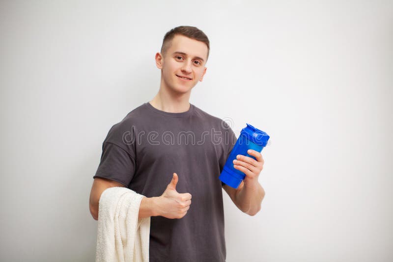 Man Prepares a Protein Shake in the Shaker after Training. Stock Photo ...