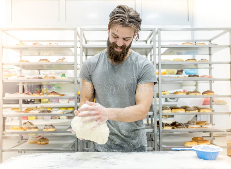 Man preparing dough stock image. Image of casual, caucasian - 113521341