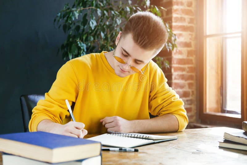 Man Preparing for Exam stock photo. Image of lesson - 143423930