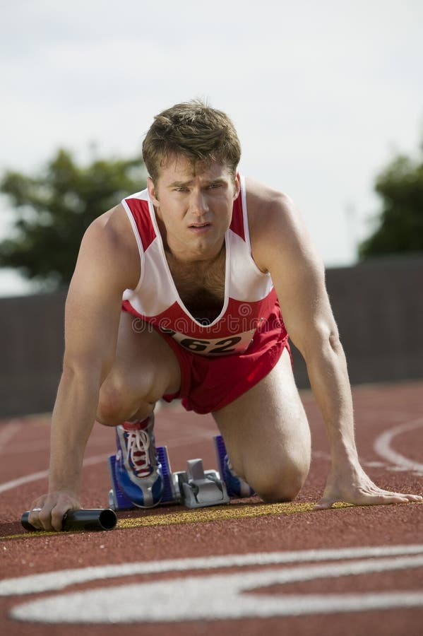 Man Preparing for Relay Race Stock Image - Image of practice, active ...