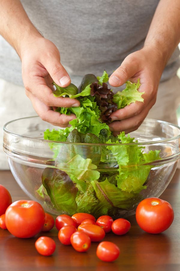 Man preparing salad stock image. Image of healthy, nutrition - 21841831