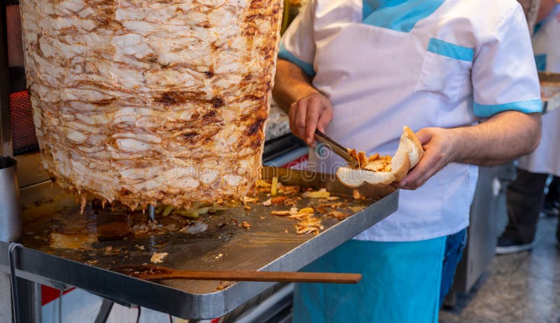 Man Preparing Shawarma at Street Market Stock Image - Image of ...