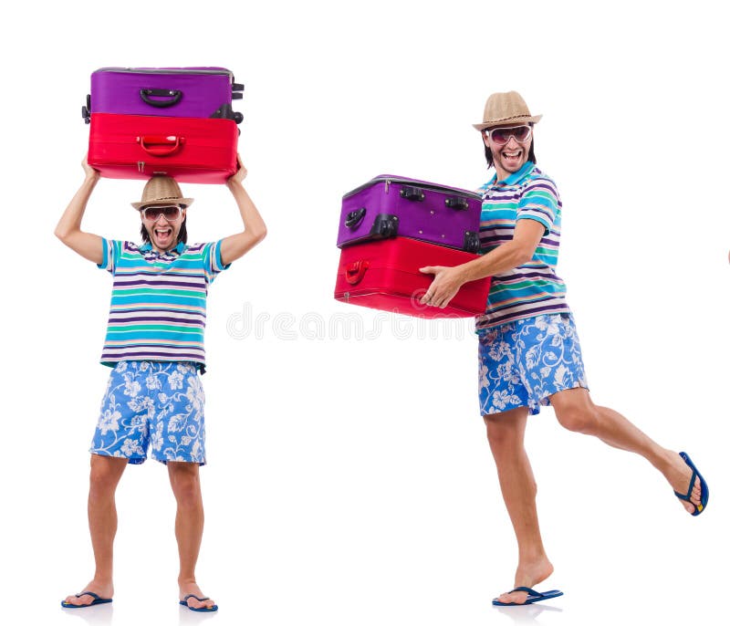 The Man Preparing for this Summer Vacation Stock Image - Image of ...