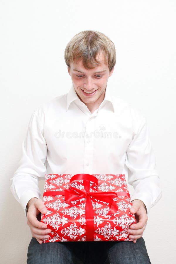 Man with present stock image. Image of wrapped, happy - 10891343