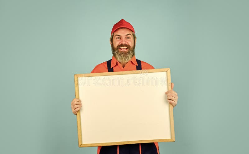 Man with Presentation. Builder Points To Flipchart. Architect Worker ...