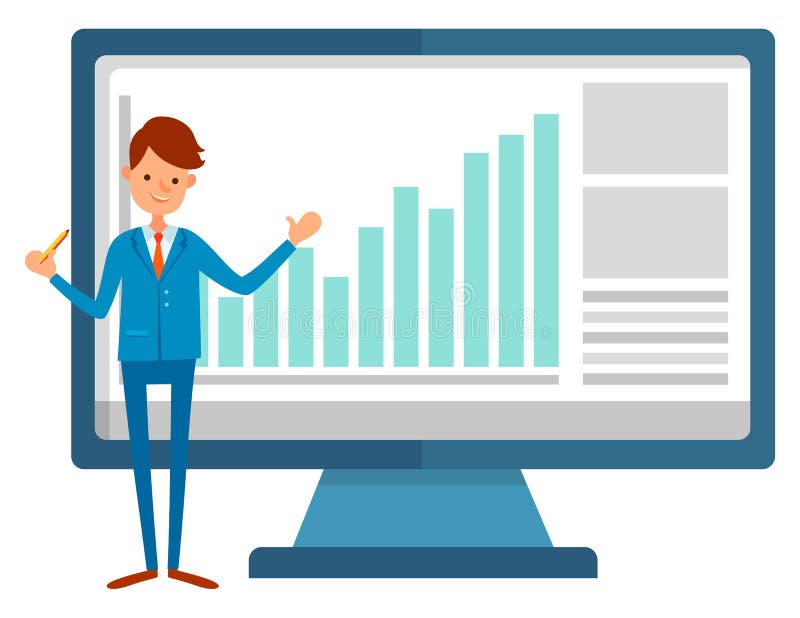 Worker and Monitor of Pc, Rising Graph Vector Stock Vector ...