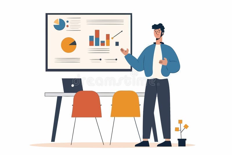 Man Presenting a Business Strategy Isolated Vector Style Stock Vector ...