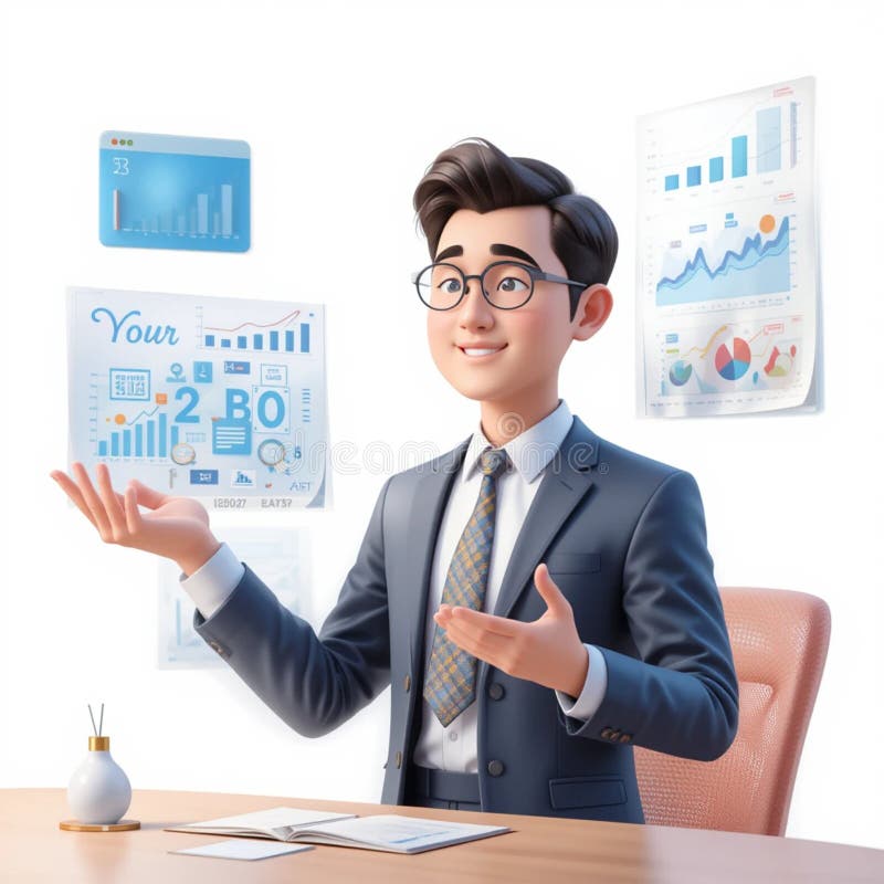 Man Presenting Financial Data Analysis Charts and Graphs for Business ...