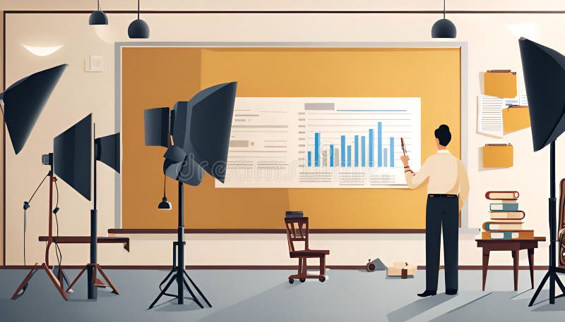 Man Presenting Financial Data in a Studio Stock Illustration ...