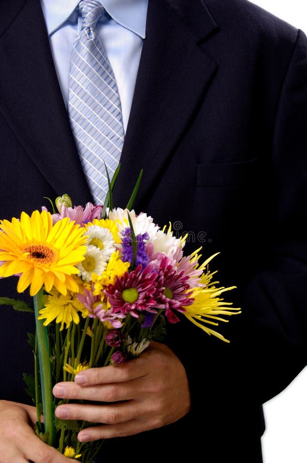 Man presenting flowers stock photo. Image of silk, male - 2324294