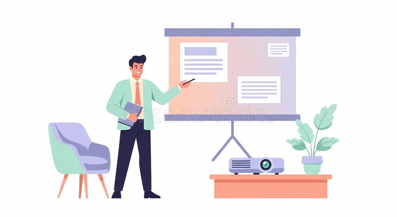 Man Presenting on Projector Screen during a Meeting or Training Stock ...
