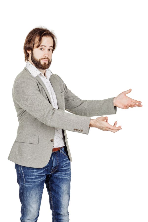 Man Presenting or Showing Something Your Text or Product. Human Stock ...
