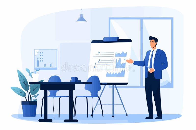 Man Presenting Slides Vector Flat Minimalistic Isolated Illustration ...