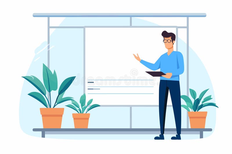 Man Presenting Slides Vector Flat Minimalistic Isolated Illustration ...