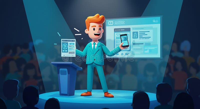 AI Presentation Showcase stock illustration. Illustration of leadership ...