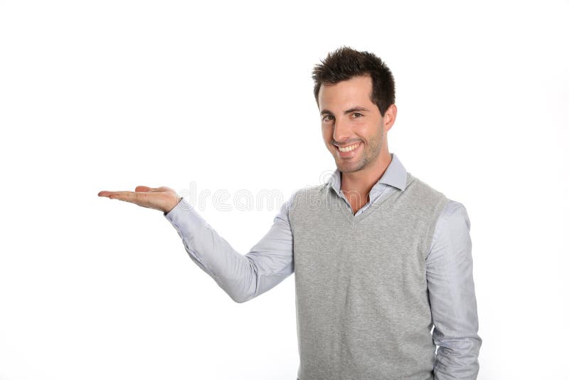 Man Presenting Something with Hand Stock Image - Image of isolated ...
