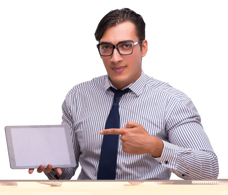 Man Presenting Using Tablet Computer Stock Image - Image of internet ...