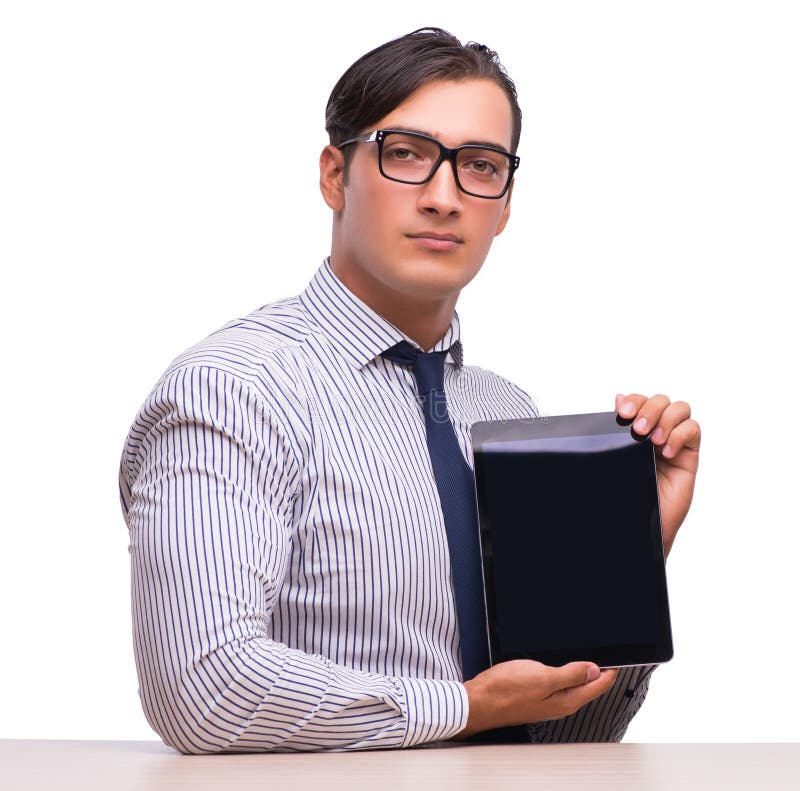 Man Presenting Using Tablet Computer Stock Photo - Image of direction ...