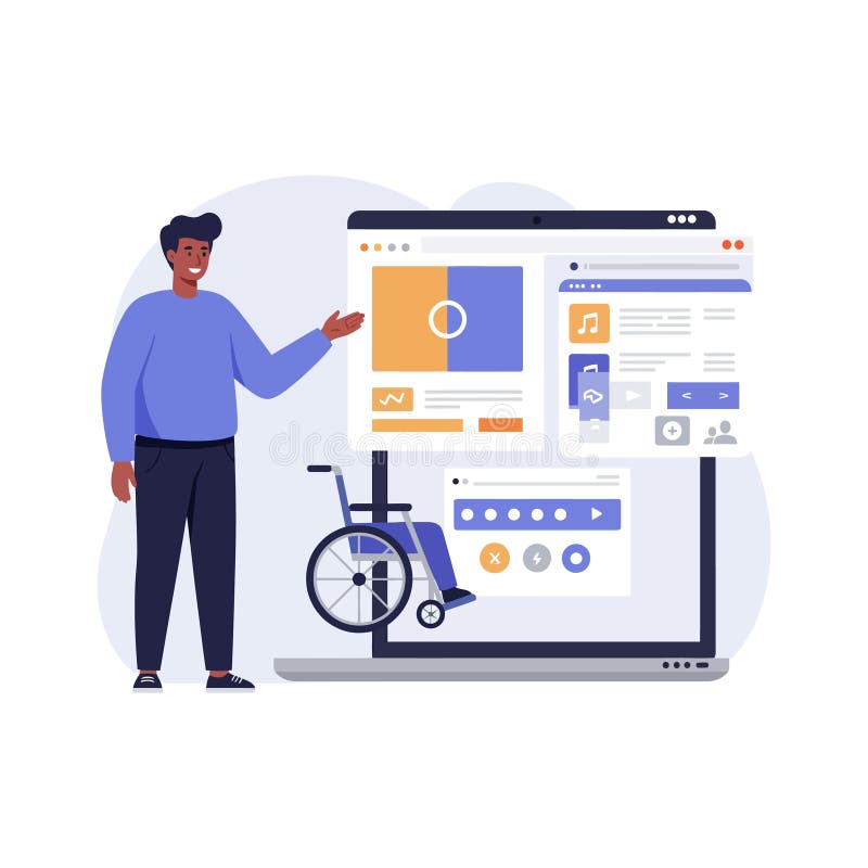 Man Presenting Wheelchair Accessibility Digital Interface Technology ...