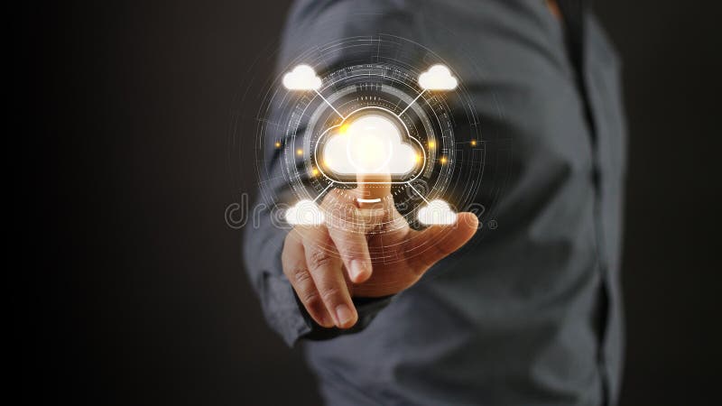 A Man Press Cloud Computing Netwok Hud Button. Digital Technology ... A Man Press Cloud Computing Netwok Hud Button. Digital Technology ...