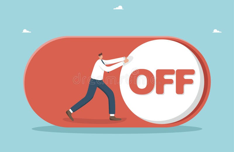 Man Press the Off Switch Button Stock Vector - Illustration of feat ...