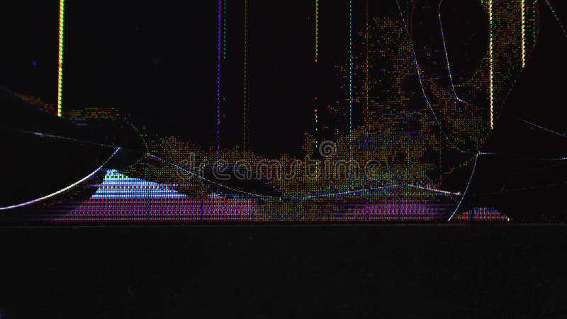 A Man Presses His Finger on a Broken TV or Computer Screen. Stock ...