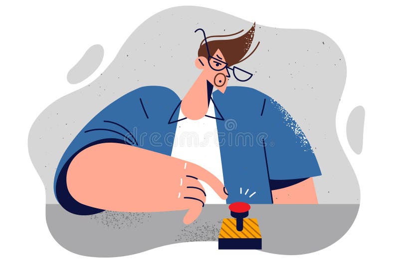 Man Presses Red Button, Symbolizing Start of Successful Business or ...