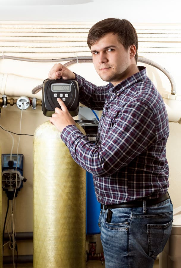 Man Pressing Button on Industrial Equipment Control Panel Stock Image ...