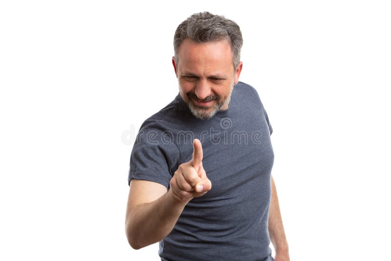 Man Pressing Button on Screen with Focused Expression Stock Photo ...