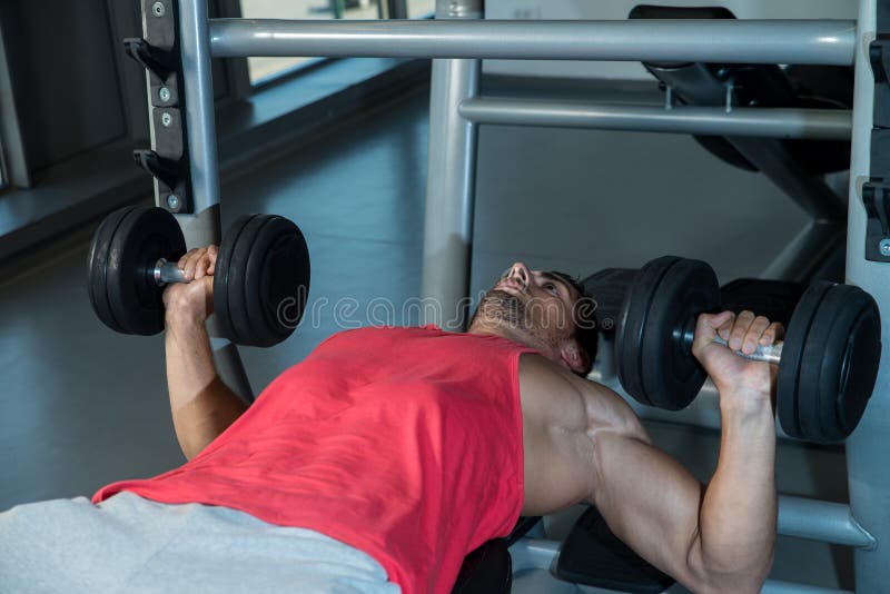 Man Pressing Dumbbells stock photo. Image of chest, lifestyle - 35470616