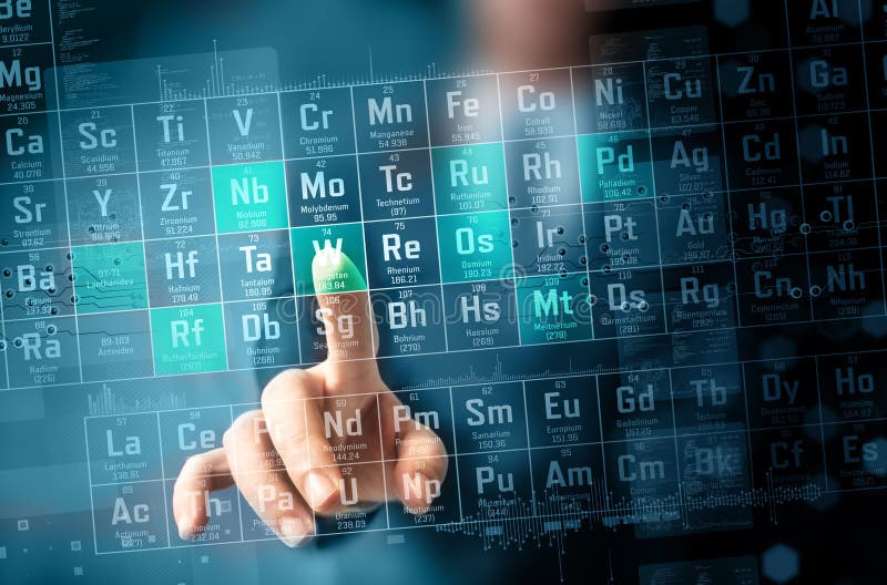 Man Pressing an Element from Periodic Table Stock Photo - Image of ...