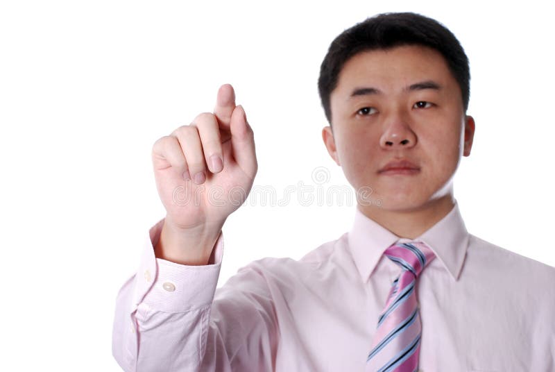 Man Pressing or Pointing Something Stock Image - Image of hand, style ...