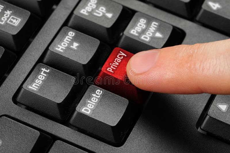 Man Pressing Red Button with Word Privacy on Computer Keyboard, Closeup ...