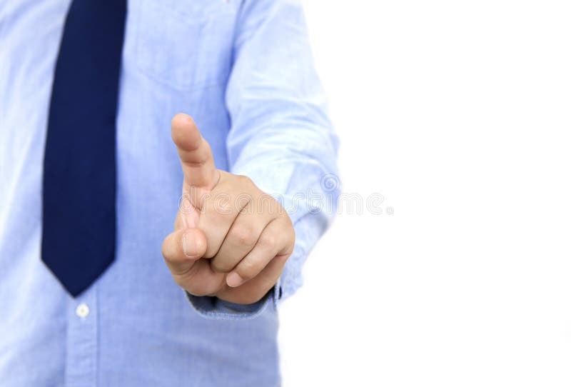 Businessman Pressing Something Stock Photo - Image of jacket, glowing ...