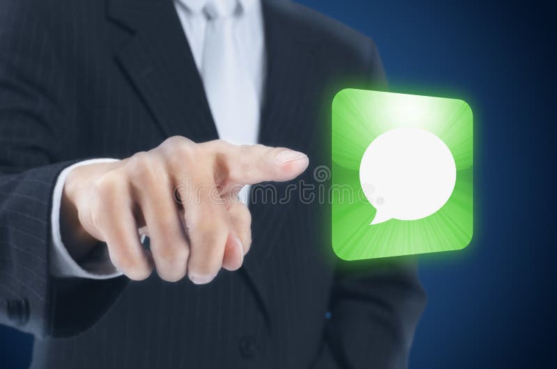 Man Pressing Touchscreen Button Stock Image - Image of organization ...