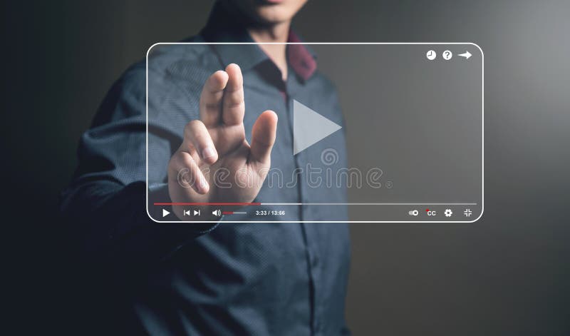 Man Pressing Video Player Panel Stock Photo - Image of device ...