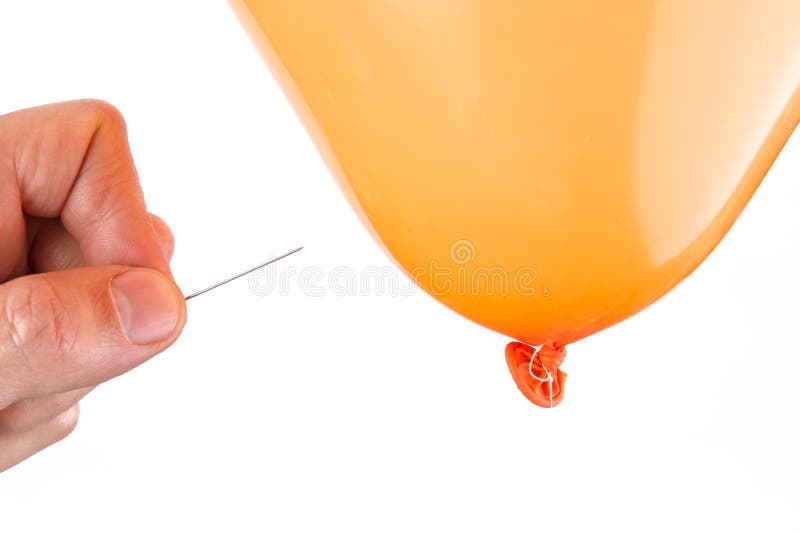 Man Pricking a Balloon with a Pin Stock Image - Image of gift, puncture ...