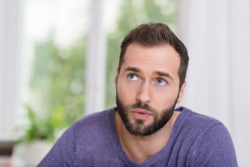 Man with a Problem Sitting Thinking Stock Photo - Image of paper ...