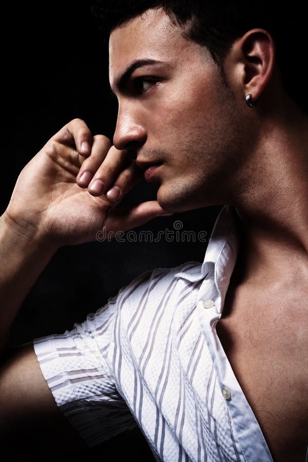 Man profile stock photo. Image of posing, side, young - 9877402