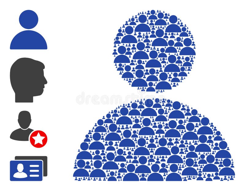 Man Profile Fractal Collage Of Self Icons Stock Vector Illustration