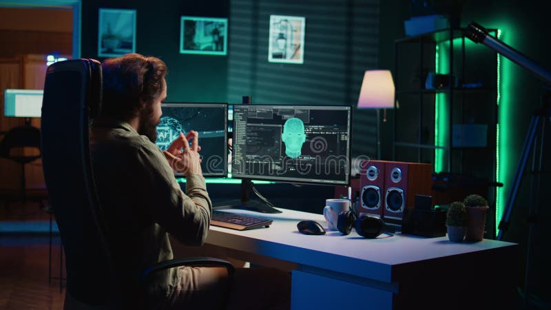 Man Programing Sentient Artificial Intelligence, Creation Myth Concept Stock Footage - Video of ...