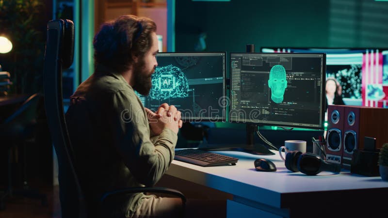 Man Programing Sentient Artificial Intelligence, Creation Myth Concept Stock Video - Video of ...