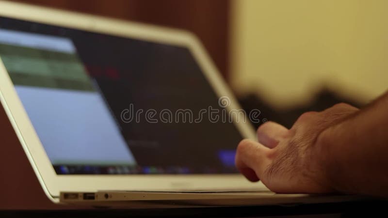 Man Programming on Laptop Close Up Side View Close-up. Hands on ...