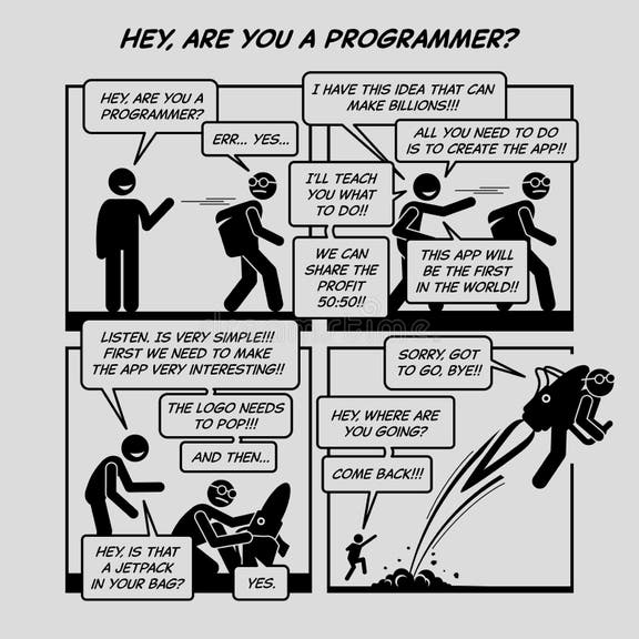 Funny Comic Strip. Hey, are You a Programmer? Stock Vector ...